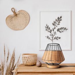 Paco Home Tischleuchte &raquo;PUNTO&laquo; E27 Rattan LED K&auml;fig Lampe Boho Style Nacht Rustikal Holz E27 schwarz