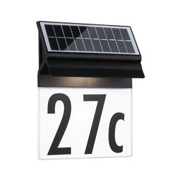 Paulmann LED Au&szlig;en-Wandleuchte &raquo;Solar Hausnummernleuchte Neda IP44 3000K 14lm Schwarz&laquo; 1 Stk. Warmwei&szlig; schwarz