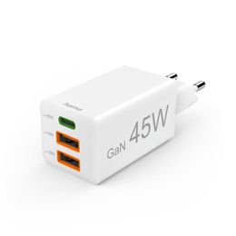 Hama Schnelllade-Ger&auml;t &raquo;USB-Ladeger&auml;t (Schnellladeger&auml;t, Netzteil, 1x USB-C, 2x USB-A, 45 W)&laquo; 1 Stk. tlg. wei&szlig; Schnelllade-Ger&auml;t
