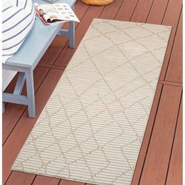 Carpet City Outdoorteppich &raquo;PALM3526&laquo; rechteckig 5 mm H&ouml;he Wetterfest & UV-best&auml;ndig, f&uuml;r Balkon, Terrasse, K&uuml;che, flach gewebt beige Polypropylen