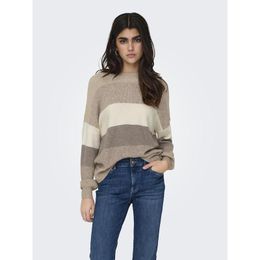 Only Damen Only Strickpullover &raquo;ONLATIA L/S STRIPE PULLOVER KNT NOOS&laquo; Viskosemischung, regular fit beige S