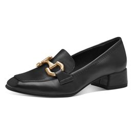 Tamaris Damen Pumps , Blockabsatz, Businesschuh, Slipper mit goldfarbenem Schmuckelement schwarz 39