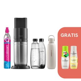 SodaStream Wassersprudler &raquo;SodaStream DUO, titan, mit 3 Flaschen, 1 CO2-Zylinder und 2 Sirups&laquo; 1x Glasfl. 1L, 1x Kunststofffl. 1L, 1x Fizz&go COOL 