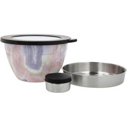 S'well Salatsch&uuml;ssel &raquo; Calacatta Gold Salad Bowl Kit, 1.9L&laquo; 3 Stk. aus Edelstahl Therma- -Technologie mit vakuumisolierten Au&szlig;enschale rosa Edelstahl