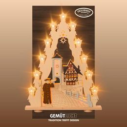 Weigla LED Lichterbogen &raquo;Rothenburg ob der Tauber, Holz Lichterspitze, Fachwerk,Made in Germany&laquo; 1 Stk. Erzgebirge garantiert, Weihnachtsdeko Innen, 