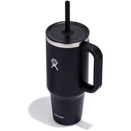 Hydro Flask Thermobecher &raquo;All Around Travel Tumbler in den Gr&ouml;&szlig;en 24 oz/ 32 oz / 40 oz&laquo; Thermo Cup mit Strohhalm schwarz Edelstahl
