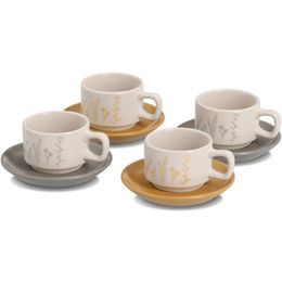 zeller Espressotasse &raquo;Espresso-Set "Flowers", 8-tlg., Steingut&laquo; zarte Blumenmotive Steingut