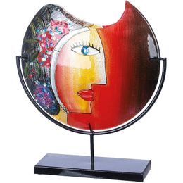 Casablanca by Gilde Dekovase &raquo;Glasart Deko Vase Face "Cloe", H&ouml;he ca. 48 cm&laquo; aus Metall und Glas, handbemalt mit Fusingglaselementen bunt Glas, Metall