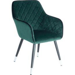 Kayoom Stuhl &raquo;Amino 625, stilvoller Design-Stuhl,samtweicher Bezug aus Velvet-Stoff&laquo; () 1 Stk.samtweicher Bezug, elegant, glamour&ouml;s, elegante Optik gr&uuml;n Sitz