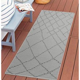 Carpet City Outdoorteppich &raquo;PALM3526&laquo; rechteckig 5 mm H&ouml;he Wetterfest & UV-best&auml;ndig, f&uuml;r Balkon, Terrasse, K&uuml;che, flach gewebt grau Polypropylen