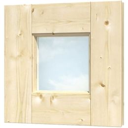 Skan Holz Fenster 40 x 40 cm beige Glas, Massivholz