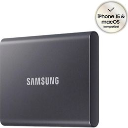 Samsung SSD-Festplatte &raquo;T7&laquo; 1 TB grau Metall Kompatibel mit Notebook, PC, Mac, Smartphones mit USB Typ-C-Anschluss, SmartTV, Spielekonsolen (PS4, PS5, Xbox 