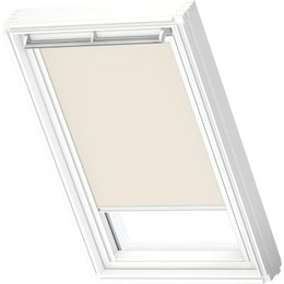 Velux Verdunklungsrollo &raquo;DKL 1085SWL&laquo; verdunkelnd ohne Bohren in F&uuml;hrungsschienen Stoff hellbeige mit alufarbenen F&uuml;hrungsschienen & Griffleiste beige