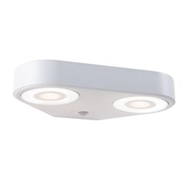 Paulmann LED Au&szlig;en-Wandleuchte &raquo;Silma IP44 280x176mm 3000K 2x5,5 / 2x0,7W 2x600lm 230V Aluminium&laquo; 1 Stk. Warmwei&szlig; Bewegungsmelder Zweifacher Lichtaustritt IP44