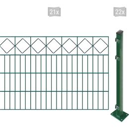 Arvotec Doppelstabmattenzaun &raquo;EASY 80 zum Aufschrauben "Karo" mit Zierleiste&laquo; Zaunh&ouml;he 80 cm, Zaunl&auml;nge 2 - 60 m gr&uuml;n Kunststoff, Stahl