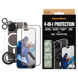 PanzerGlass Displayschutzglas &raquo;4-in-1 Protection, Glass, Hoops, Case, Ring Mount&laquo; f&uuml;r Apple iPhone 16 Pro Max Displayschutzfolie, Schutzfolie, 