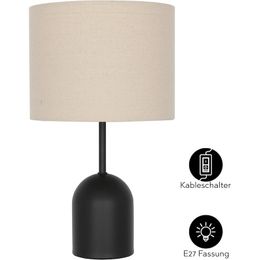 OTTO home Tischleuchte &raquo;Charleen mit Leinenschirm&laquo; E27 1 Stk. LED max. 6 Watt, Metallfu&szlig;, Textilschirm &Oslash; 23 cm, Tischlampe, Stoff