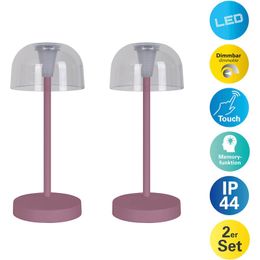 N&auml;ve n&auml;ve LED Tischleuchte &raquo;Gomba 18,5 cm&laquo; LED-Modul 2 Stk. Warmwei&szlig; 2er Set, aufladbar, USB Kabel, Memoryfunktion, stufenlos dimmbar lila
