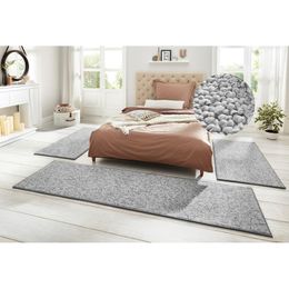 Hanse Home Bettumrandung &raquo;Wolly 2&laquo; H&ouml;he 12 mm 3 Stk. tlg. Bettvorleger, 3-teiliger L&auml;ufer Set, Unifarben, Kurzflor, Bettl&auml;ufer grau Obermaterial: 100%