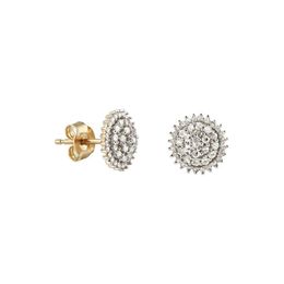 Firetti Damen Paar Ohrstecker &raquo;Schmuck Geschenk Gold 585 Ohrschmuck Blume/Bl&uuml;te&laquo; mit Diamant silber