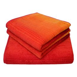 Dyckhoff Handtuch Set &raquo;Colori&laquo; Set 3 Stk. Walkfrottee 2 Handt&uuml;cher & 1 Duschtuch,100% Bio Baumwolle, 450 g/m&sup2; rot Walkfrottee, Obermaterial: 100% Baumwolle