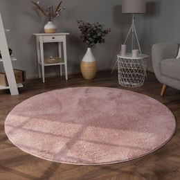 Paco Home Fellteppich &raquo;Kunstfell Soft 380&laquo; rund 14 mm H&ouml;he Langflor, Kuschelteppich - besonders weich, Uni-Farben pink Polyester