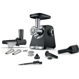 Bosch Fleischwolf &raquo;Serie 6 MFWS650B, 3,5kg/Min., 2 Lochscheiben (3 & 8mm), schwarz&laquo; 500 W 2 Stufen, R&uuml;cklauf, Wurststopfer, 10 J Motorgarantie, 