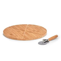 zeller Pizzaschneidebrett inkl. Pizzaschneider beige Bambus, Metall
