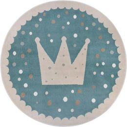 Hanse Home Kinderteppich &raquo;Adventures Crown&laquo; rund 8 mm H&ouml;he Spielteppich, fest, Kinderzimmer, Kurzflor, Spielunterlage blau Polypropylen