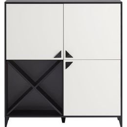 LOOKS by Wolfgang Joop Highboard &raquo;Looks Classic&laquo; Mit kreuzf&ouml;rmiger, variabel einsetzbarer Facheinteilung schwarz FSC -zertifizierter Holzwerkstoff