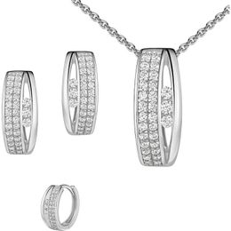 Firetti Damen Ohrring und Ketten Set &raquo;Multipack Schmuck Geschenk Silber 925 Creolen Halskette mit Anh&auml;nger&laquo; (Set, 4 Stk. tlg.) Made in Germany - mit 