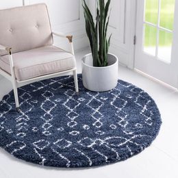 MyFlair Hochflor-Teppich &raquo;Temara Shag, LAGERR&Auml;UMUNG!&laquo; rund 51 mm H&ouml;he gewebt, Scandi Design, ideal im Wohnzimmer & Schlafzimmer blau Polypropylen (PP)