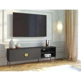 Home Affaire Lowboard &raquo;BELLOT TV-Schrank mit 2 T&uuml;ren, Ma&szlig;e B/T/H: 160/40/53,6 cm&laquo; 1 Stk. tlg. schwarze Farbe, mit holz&auml;hnlicher Struktur schwarz 