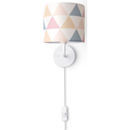 Paco Home Wandleuchte &raquo;Luca Delta&laquo; E14 Wandleuchte Lampenschirm Stoff Wandlampe Dreieck Bunt Textilschirm E14 wei&szlig;
