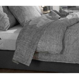 ZO HOME Bettlaken &raquo;Lino&laquo; Laken aus 100% Baumwolle, Linen-look Print, Betttuch ab 90x200 grau Renforc&eacute;, Obermaterial: 100% Baumwolle