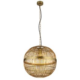 Globo LIGHTING H&auml;ngeleuchte &raquo;HERMI II&laquo; E27 1 Stk. H&auml;ngelampe altmessing Metallgeflecht H&ouml;he k&uuml;rzbar Esstisch