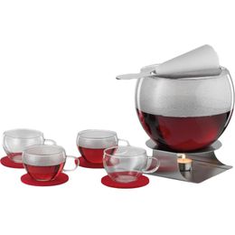 SIMAX Bowle-Set (Feuerzangenbowle), inkl. vier Bowletassen mit Filzuntersetzer transparent Borosilikatglas