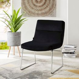 Home Affaire Sessel &raquo;Gil, Loungesessel Wohnzimmer,&laquo; Samtvelours Bezug, in drei Farbvarianten, Sitzh&ouml;he 47,5 cm schwarz Samtvelours (100% Polyester)