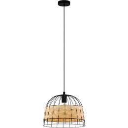 Eglo H&auml;ngeleuchte &raquo;ANWICK H&auml;ngelampe, Stahl und Rattan, E27, Pendellampe, Esszimmerlampe&laquo; E27 Wohnzimmerlampe, Flurlampe, H110 x &Oslash;37 cm, schwarz, 