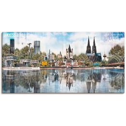 Artland &raquo;K&ouml;ln Skyline Abstrakte Collage 20&laquo; Deutschland 1 Stk. tlg. auf Holzrahmen gespannt blau Leinwand