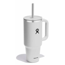 Hydro Flask Thermobecher &raquo;All Around Travel Tumbler in den Gr&ouml;&szlig;en 24 oz/ 32 oz / 40 oz&laquo; Thermo Cup mit Strohhalm wei&szlig; Edelstahl