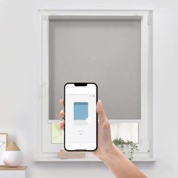 LICHTBLICK ORIGINAL Rollo &raquo;Klemmfix, ohne Bohren&laquo; blickdicht Blendschutz Sichtschutz mit Bohren/ohne Bohren freih&auml;ngend Steuerbar mit Bluetooth-App, 