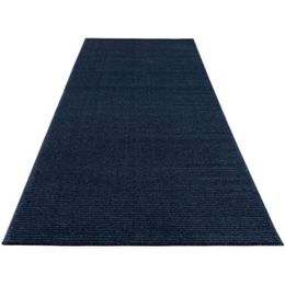 Carpet City Teppich &raquo;Frise&eacute;-Teppich FANCY900&laquo; rechteckig 12 mm H&ouml;he L&auml;ufer, Kurzflor, Einfarbig, 3D-Optik, Streifen Look, Wohnzimmer blau Polypropylen