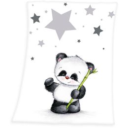Baby Best Babydecke &raquo;Fynn Panda&laquo; mit Panda-Motiv, Kuscheldecke wei&szlig; Kunstfaser