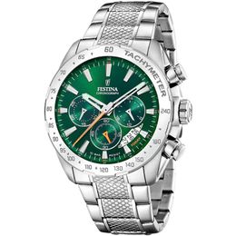 Festina Herren Chronograph &raquo;Timeless Chronograph&laquo; Armbanduhr, Quarzuhr, Herrenuhr, Stoppfunktion, Edelstahlarmband silber