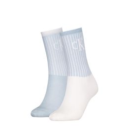 Calvin Klein Jeans Damen &raquo;CKJ WOMEN SOCK 2P GLOSSY RIB&laquo; 2 Paar, 2 Stk. tlg. mit Logostickerei wei&szlig; 39-42