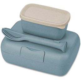 Koziol Lunchbox &raquo;Bentobox L + Besteck-Set CANDY READY&laquo; Set, 3 Stk. tlg. Made in Germany. Biozirkul&auml;rer Kunststoff blau