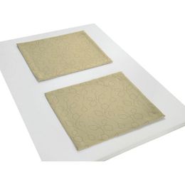 WIRTH Platzset &raquo;Westport&laquo; Made in Germany, Jacquard Dekostoff, Blatt-Design, Pflegeleicht beige Obermaterial: 100% Polyester