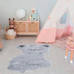 Carpet City Kinderteppich &raquo;ANIME894&laquo; Motivform 11 mm H&ouml;he Kinderzimmer Teppich Modern mit Mond, Blumen, Wolken, Creme, Multi grau Polypropylen (PP)