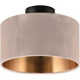 OTTO home Deckenleuchte &raquo;Jerrett, Deckenlampe mit Samtschirm beige / gold &Oslash; 30cm H&ouml;he 22 cm&laquo; E14 1 Stk. warmwei&szlig; - kaltwei&szlig; Wohnzimmerlampe exkl 2x 